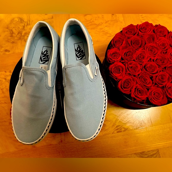 Vans | Shoes | Vans Unisex Sky Blue Slipon Loafers | Poshmark